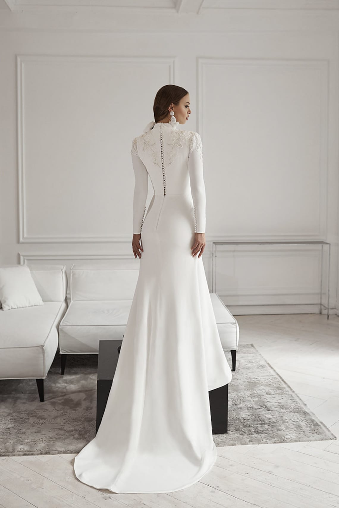 Wedding Dress Simple Minimalistic Style Long Sleeve Wedding - Etsy