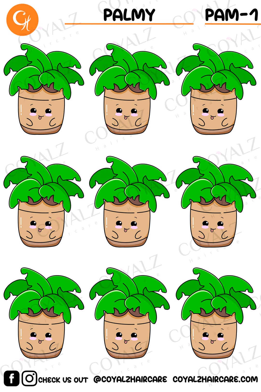 Palmy Cute Kawaii Palm Tree Sticker Sheet - Etsy