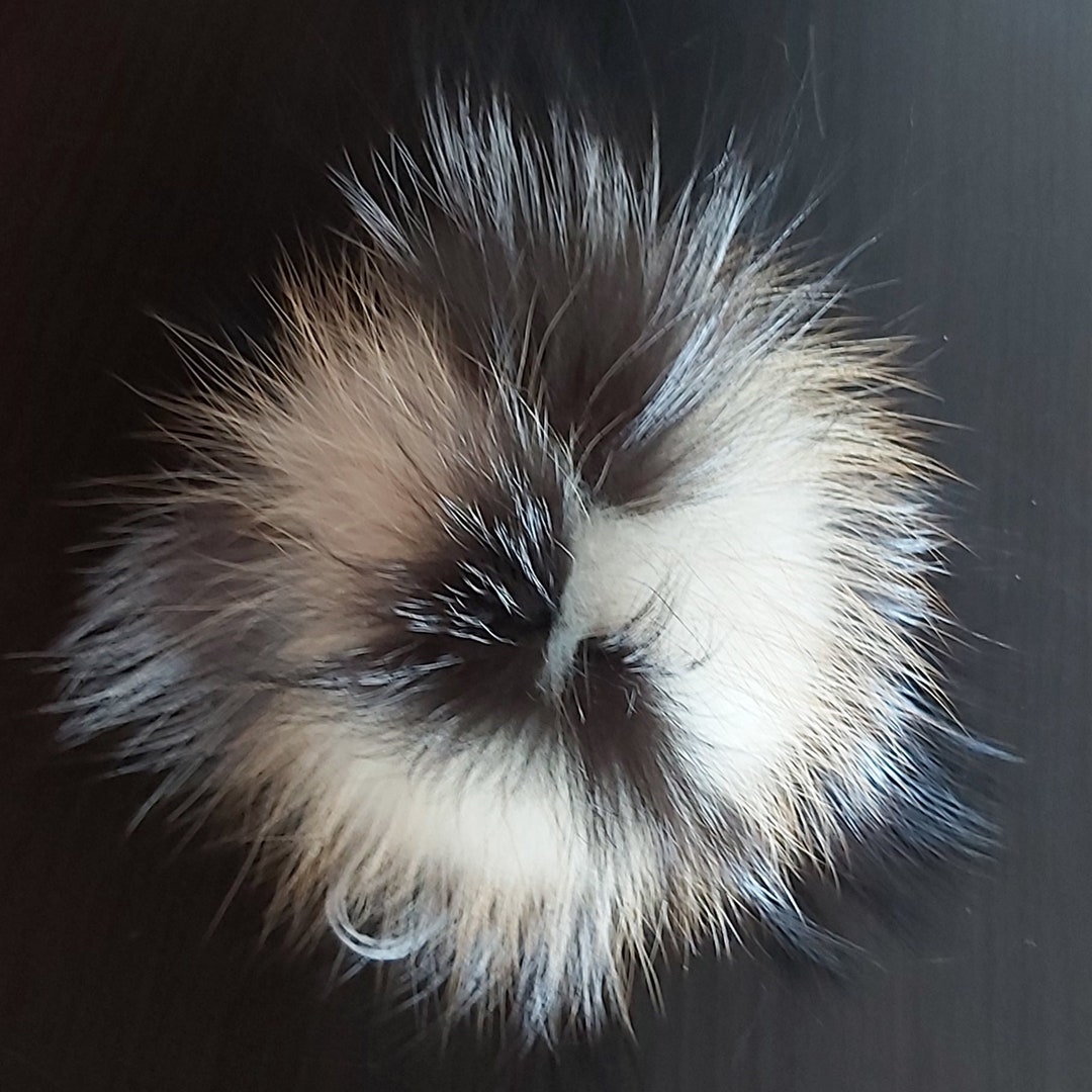 Silver Fox Fur Pompom, Fluffy Pom Pom for Hat, Large Fur Pompom, Real ...