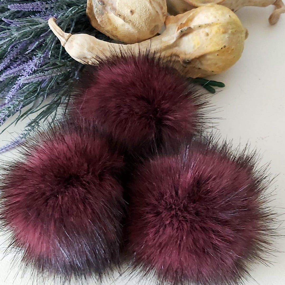 Pink Angora Rabbit Faux Fur Pom Pom With String – Ultra Soft Fluffy Pom ...