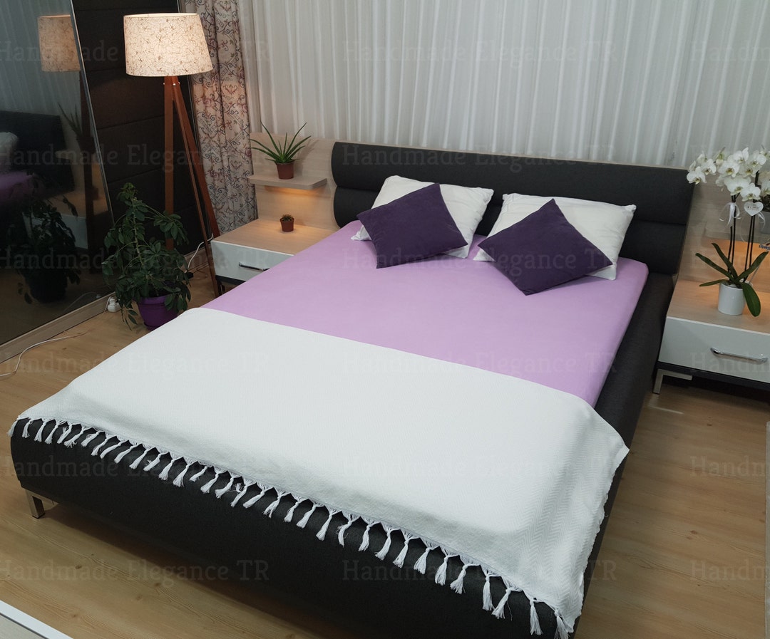 Cream Color Blanket, Natural Blanket, Bed Cover, Turkish Bedspread, 79 ...