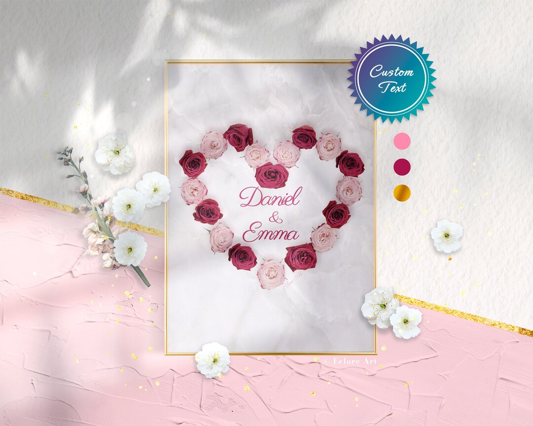 Custom Name Printable/valentine Day,digitalart,download,wall Art,heart ...