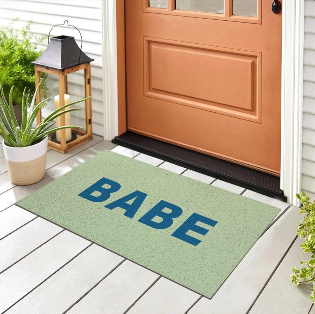 Green Entrance Door Mat, Fun Print Patio Doormat, Anti Skid PVC Coil ...