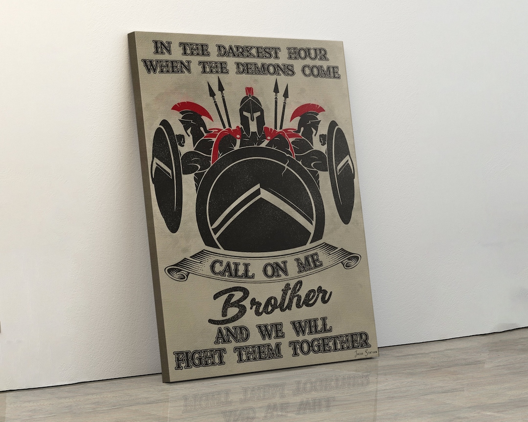 Spartan Poster Warrior Canvas in the Darkest Hour When the Demons Come ...