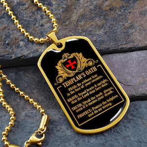 Knight Templar Dog Tag Necklace Silver Gold Templar's Oath Be Without ...