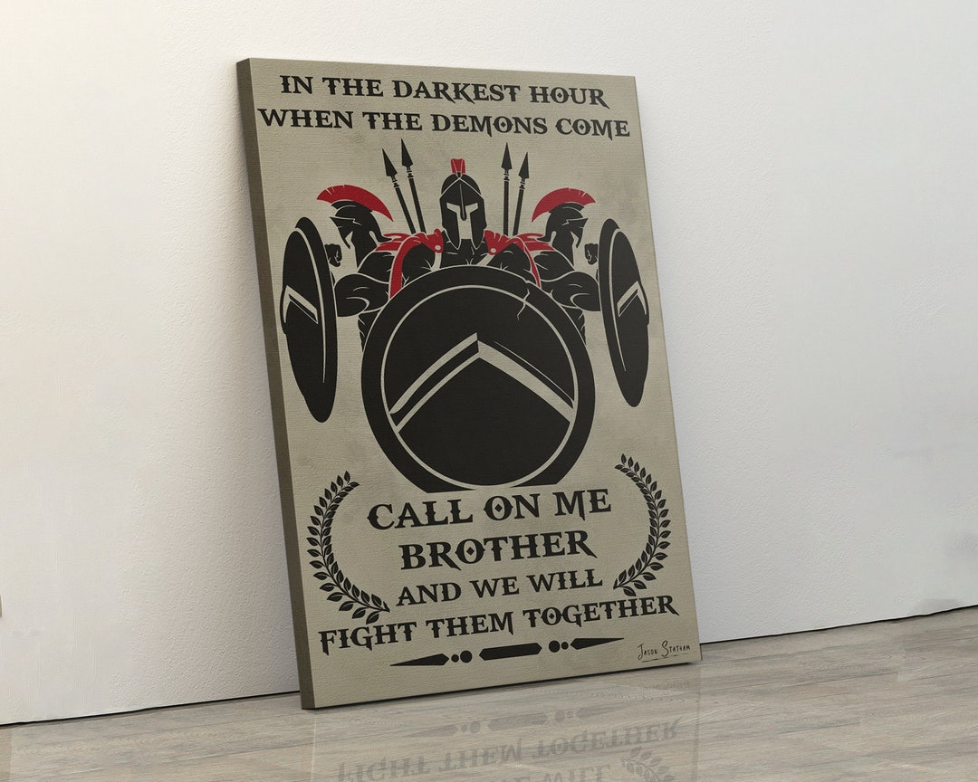 Spartan Poster Warrior Canvas in the Darkest Hour When the Demons Come ...