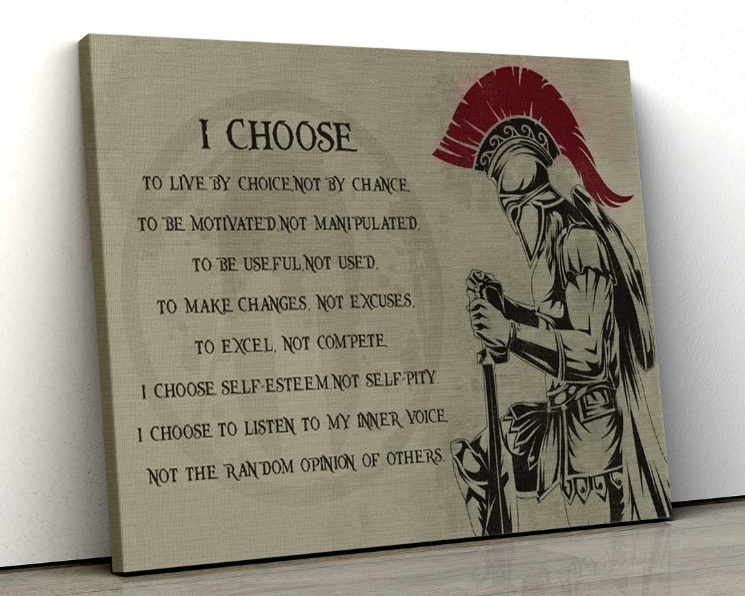 Spartan Poster Warrior Canvas I Choose to Live by Choice Not by Chance ...