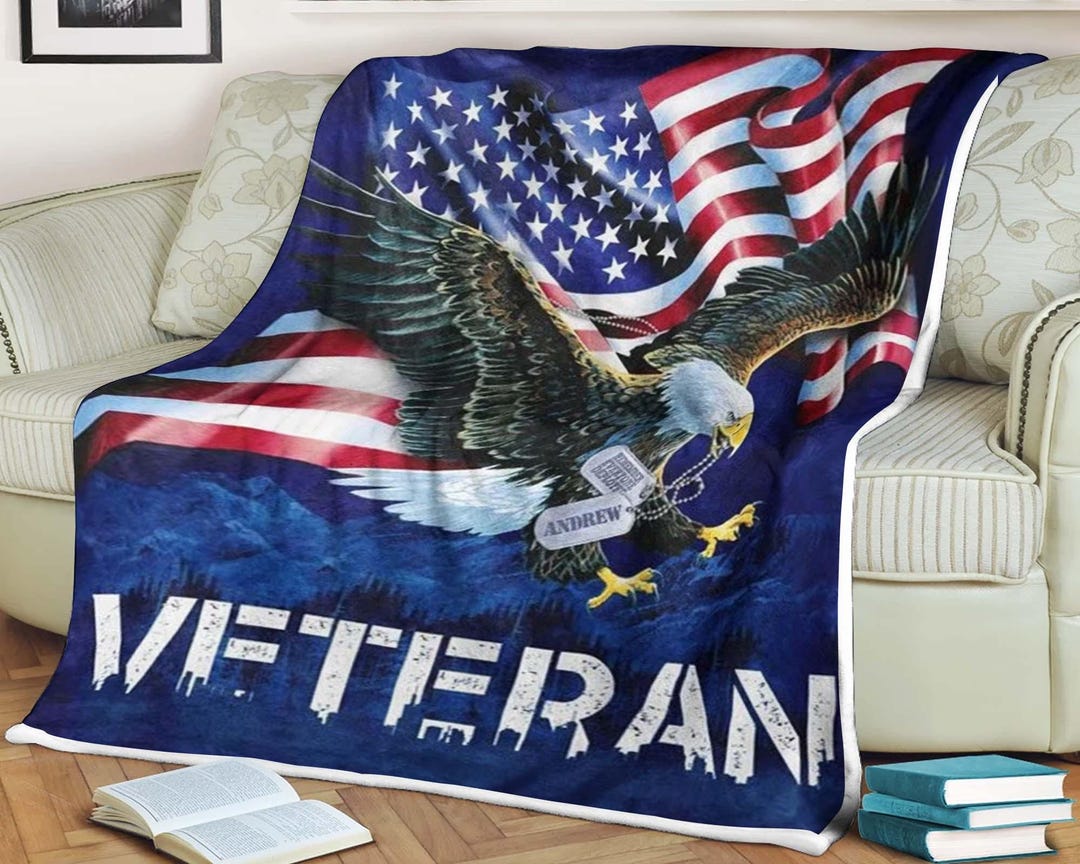 Custom Name Blanket, Veteran Blanket, Eagles American Blanket, Blanket ...