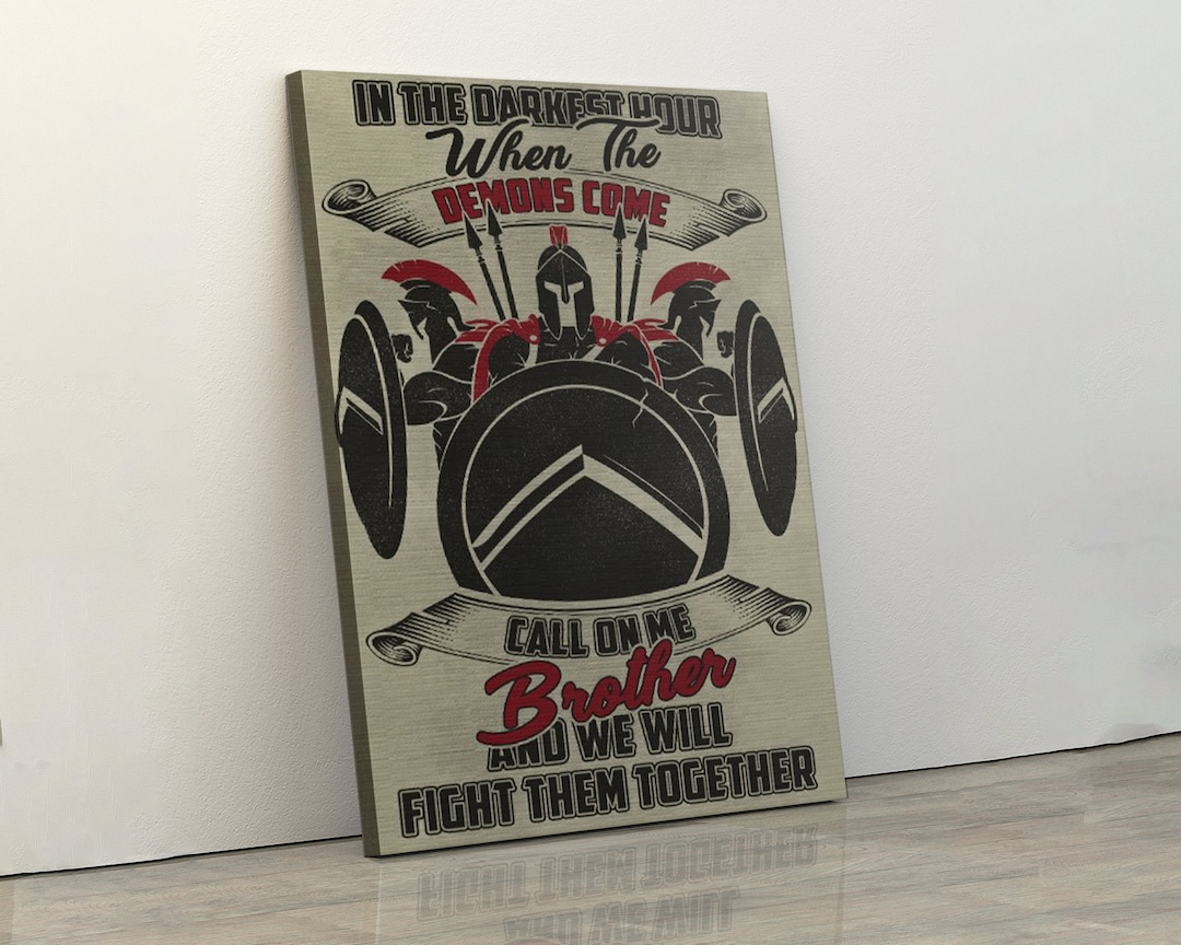 Spartan Poster Warrior Canvas in the Darkest Hour When the Demons Come ...