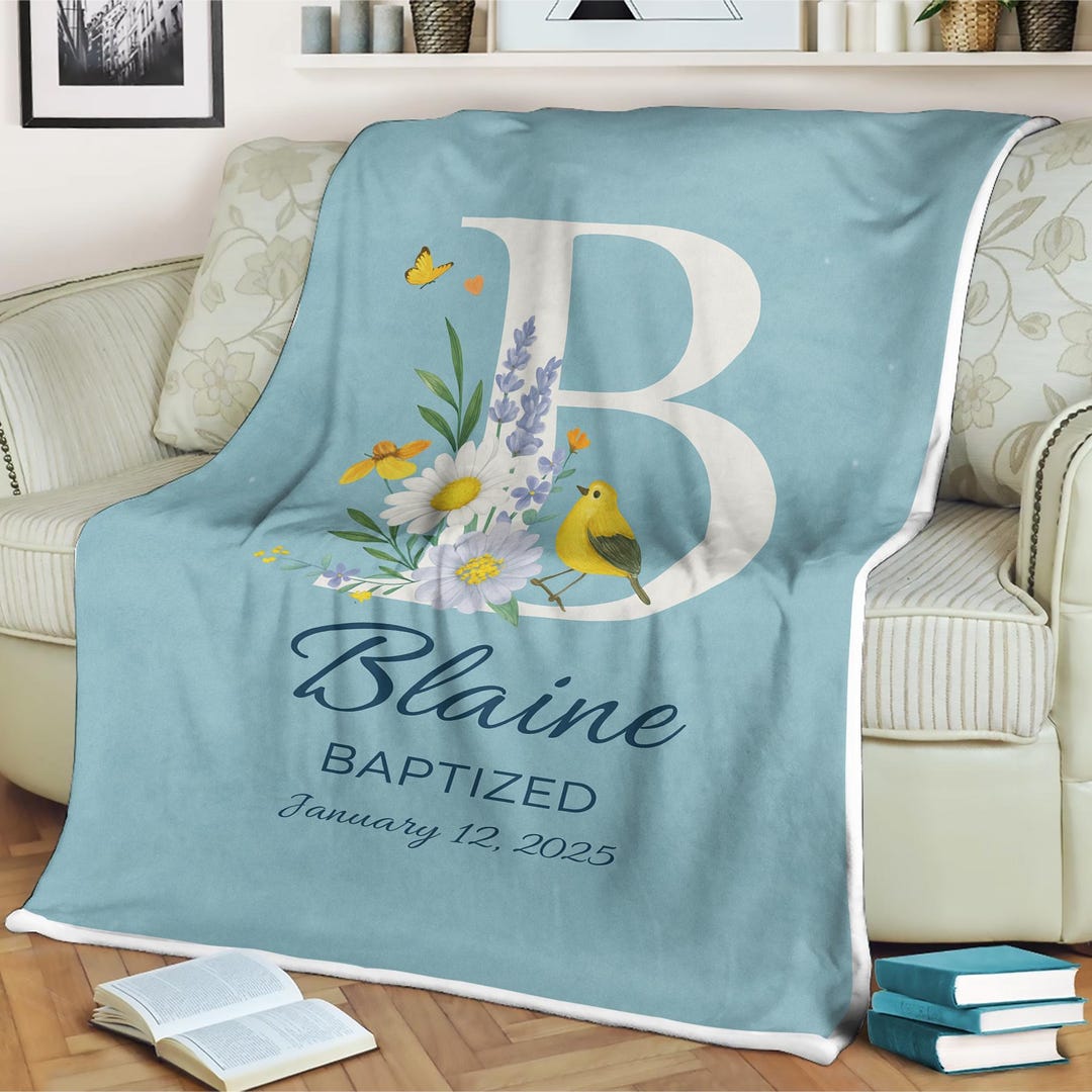 Personalized Baptism Blanket for Baby Girl or Boy Custom Name, Date ...