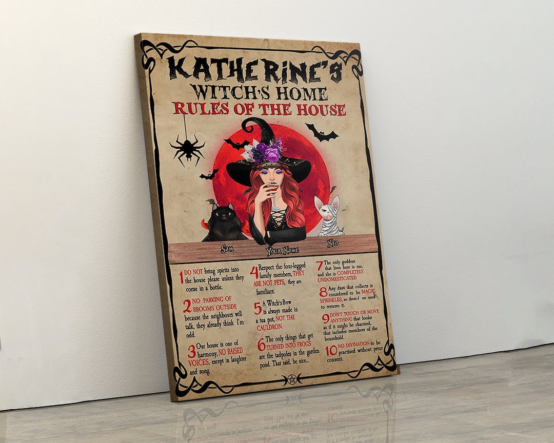 Personalized Witch Canvas Poster Katherine's Witch's Home Rules of the ...