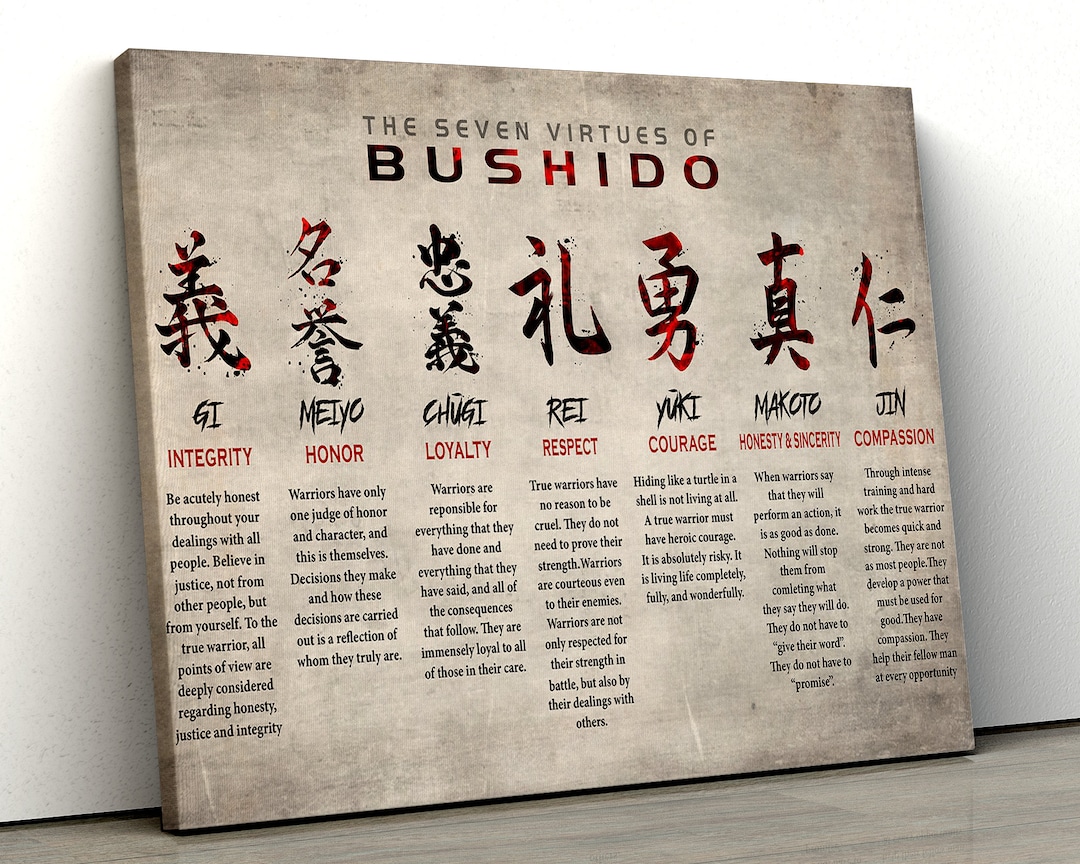 Samurai Canvas Poster the Seven Virtues of Bushido Integrity Honor ...