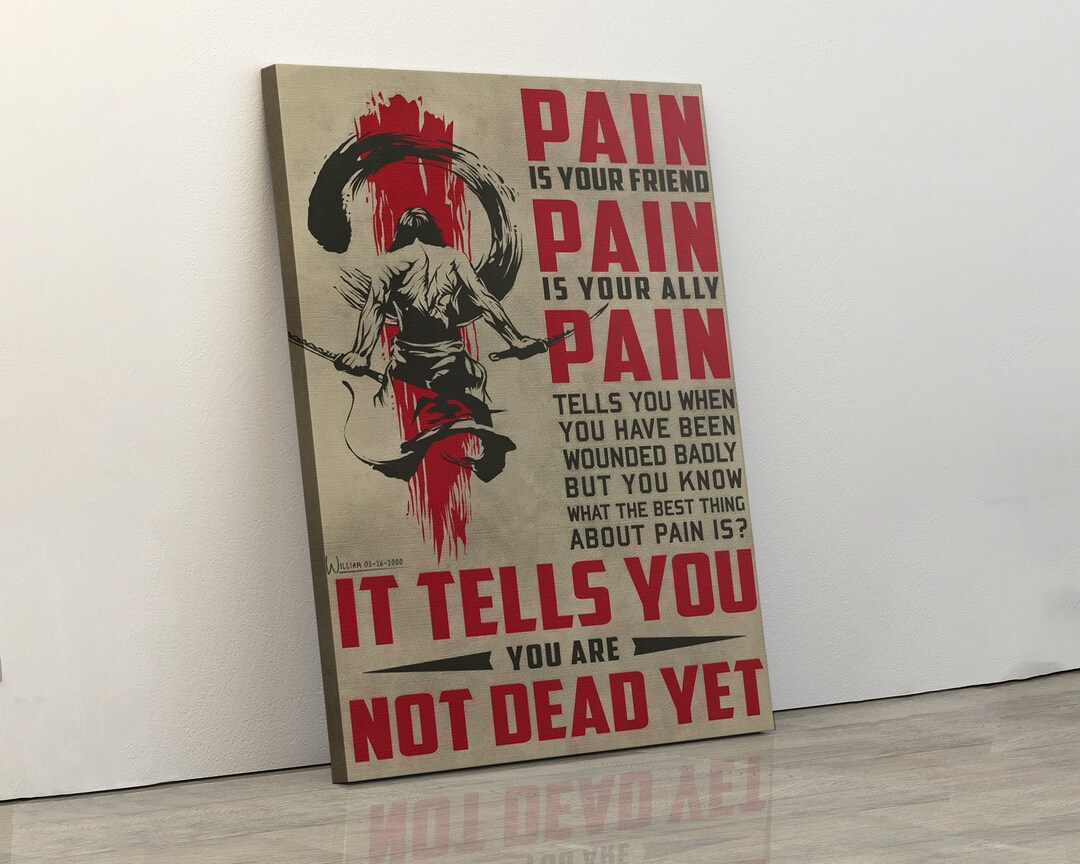 Samurai Canvas Poster Pain is Your Friend Pain is Your Ally Pain Tells ...