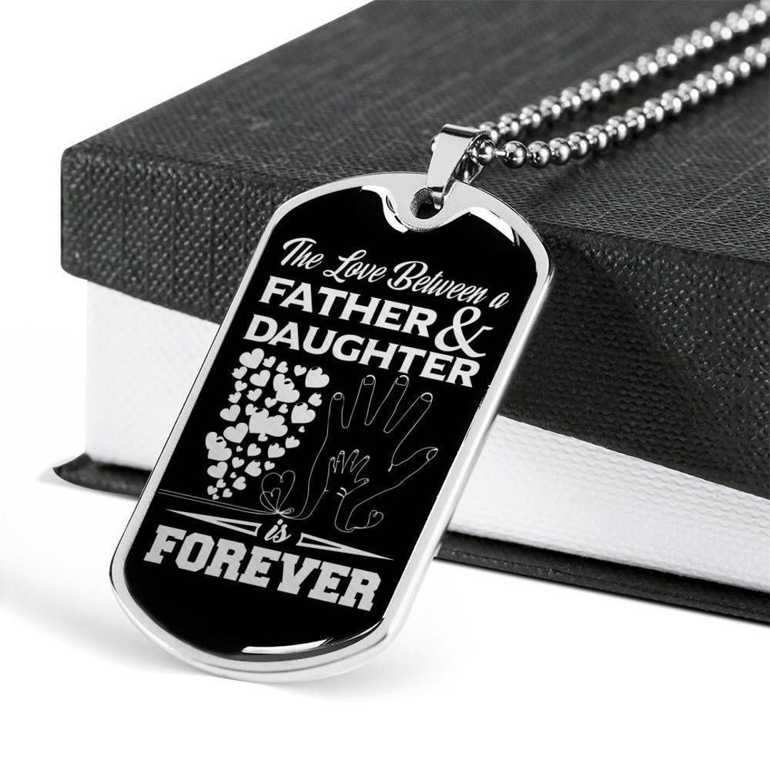 Hands Hearts Black Background Dog Tag Necklace to My Dad, the Love ...
