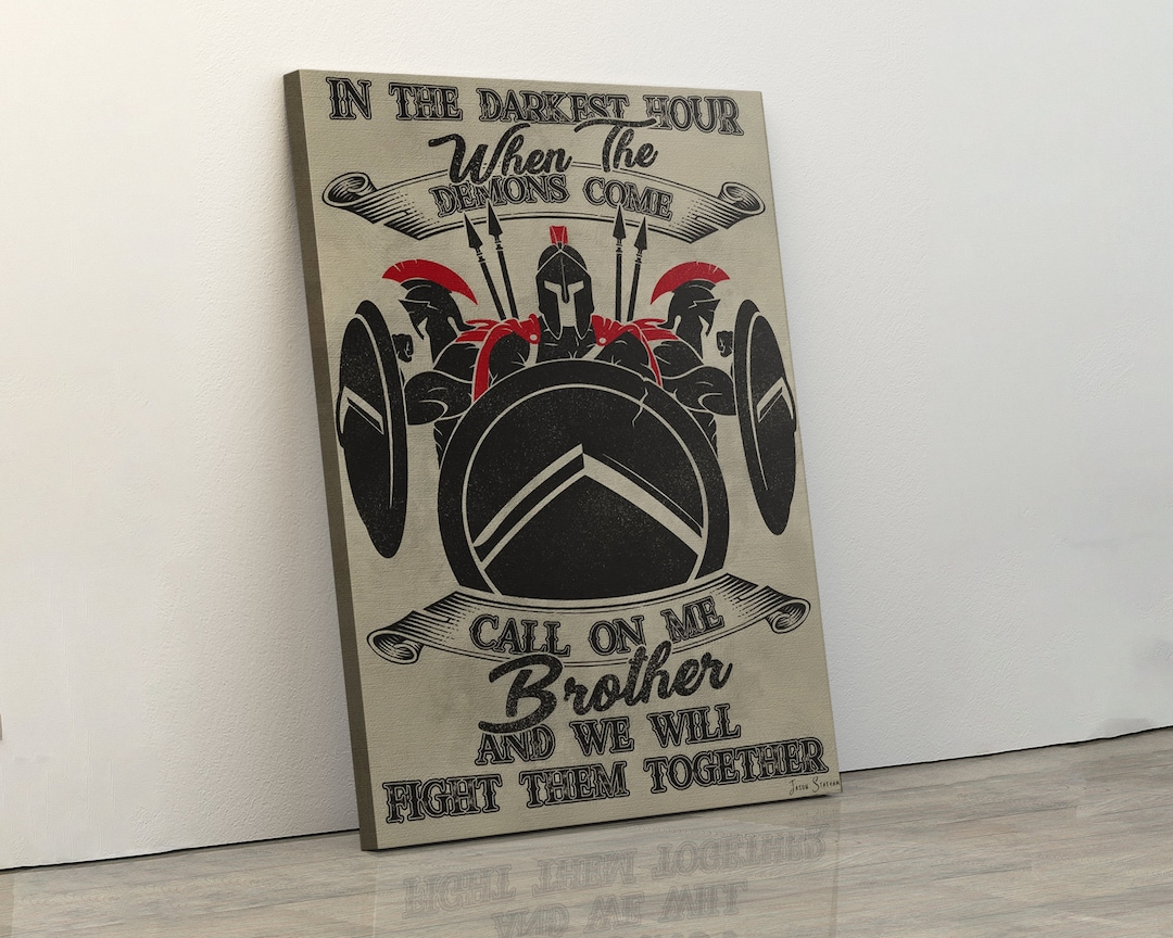 Spartan Poster Warrior Canvas in the Darkest Hour When the Demons Come ...