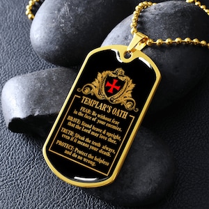 Knight Templar Dog Tag Necklace Silver Gold Templar's Oath Be Without ...