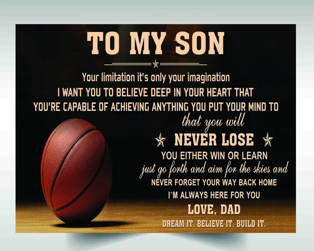Basketball Canvas Poster to My Son Deep in Your Heart That You're ...