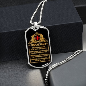 Knight Templar Dog Tag Necklace Silver Gold Templar's Oath Be Without ...