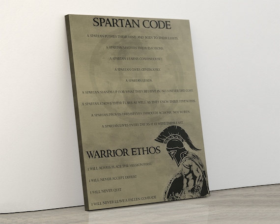 Spartan Canvas Poster Spartan Code Warrior Ethos I Will Always - Etsy