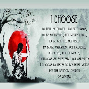 Samurai Canvas Poster I Choose to Live by Choice Not by Change to Be ...