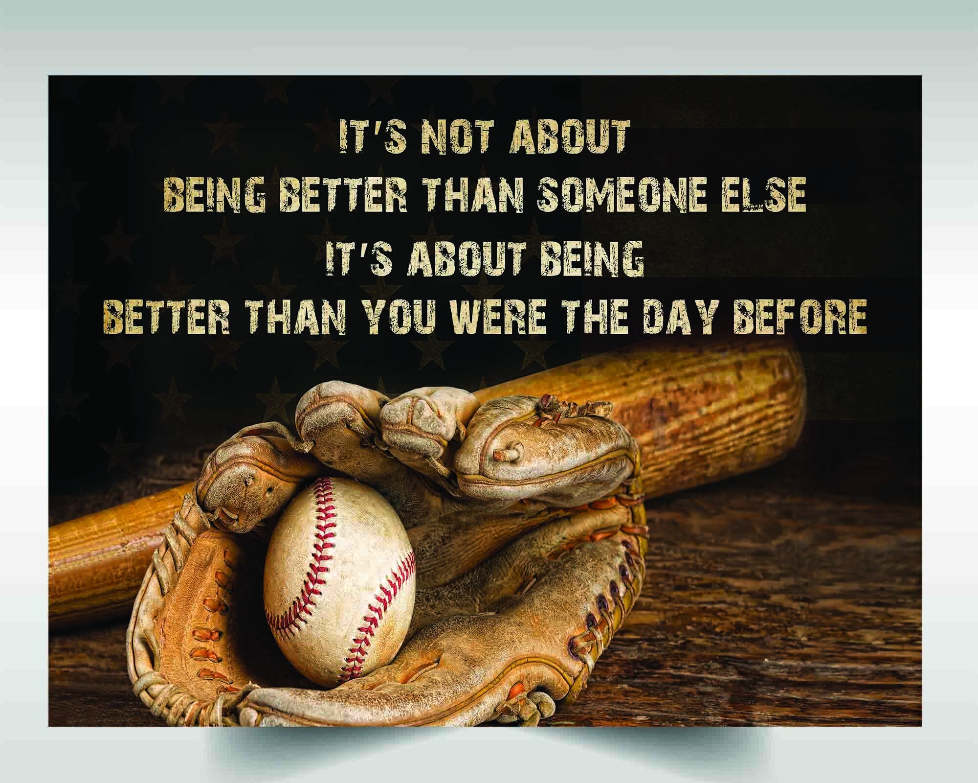 Baseball Canvas Poster It's Not About Being Better Than Someone Else It ...