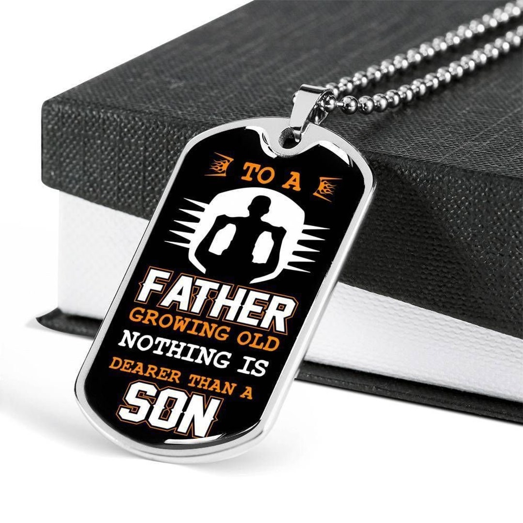Dad and Son Dog Tag Necklace to My Dad, to a Father Growing Old Nothing ...