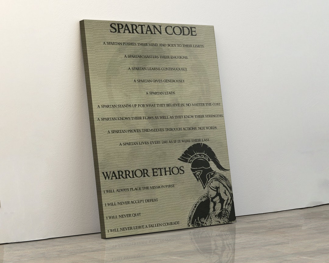 Spartan Poster Warrior Canvas Spartan Code a Spartan Their Mind and ...