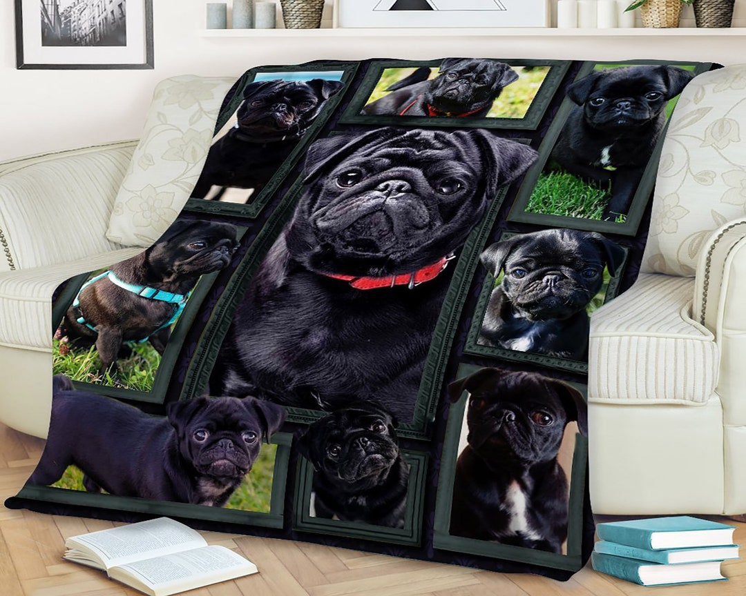 Pug Beauty Black Blanket - Fleece Blanket - Etsy