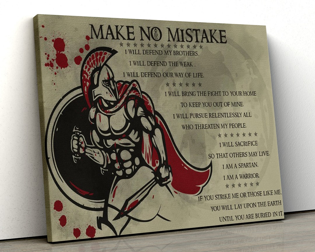 Spartan Poster Warrior Canvas Make No Mistake I Will Defend My Brothers ...