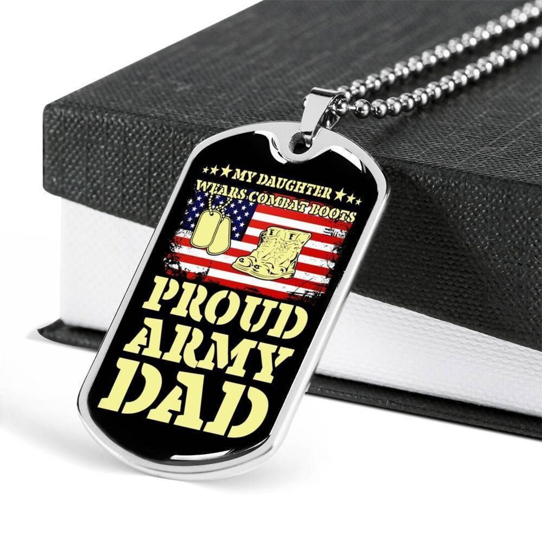American Flag Dog Tag Necklace My Daughter Wears Combat Boots Proud ...