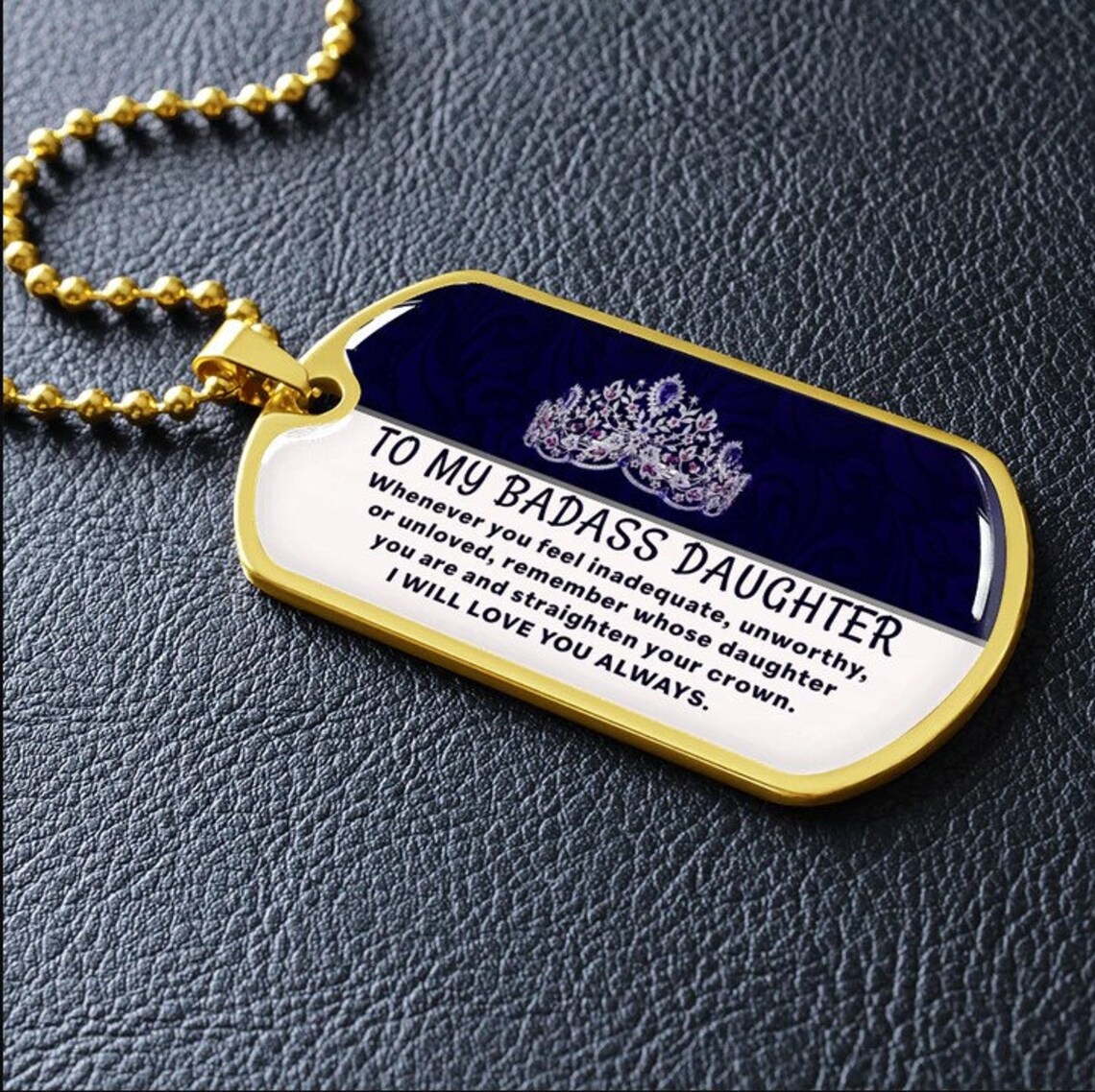 Family Dog Tag Necklace Silver Gold to My Badass Daughter I Will Love ...