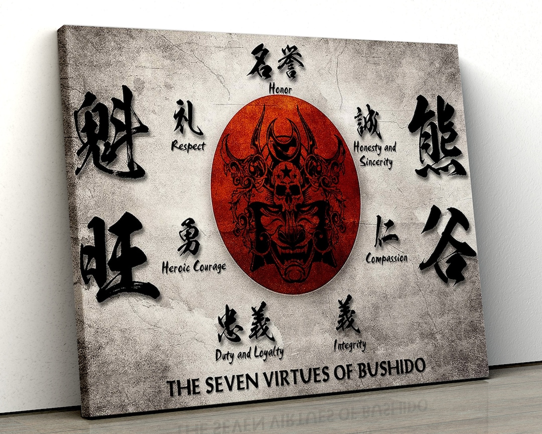 Samurai Canvas Poster Seven Virtues of Bushido Way of the Warrior ...