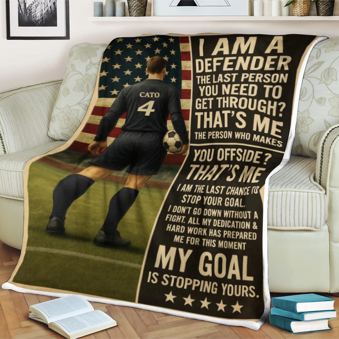 Custom Soccer Defender Blanket for Boy Personalized Name & Number ...