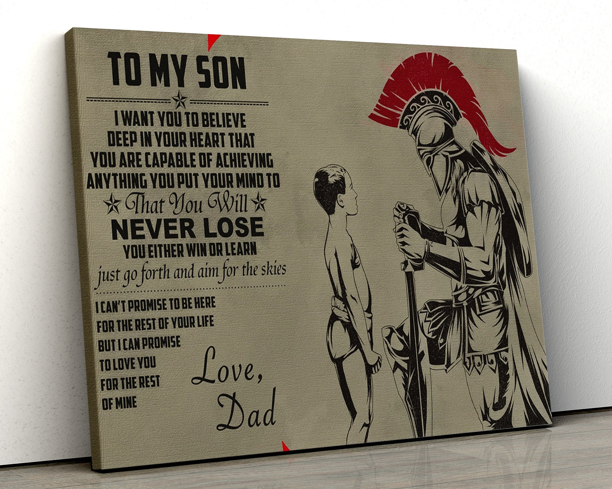 Spartan Poster Warrior Canvas to My Son I Want You to Believe Deep in ...