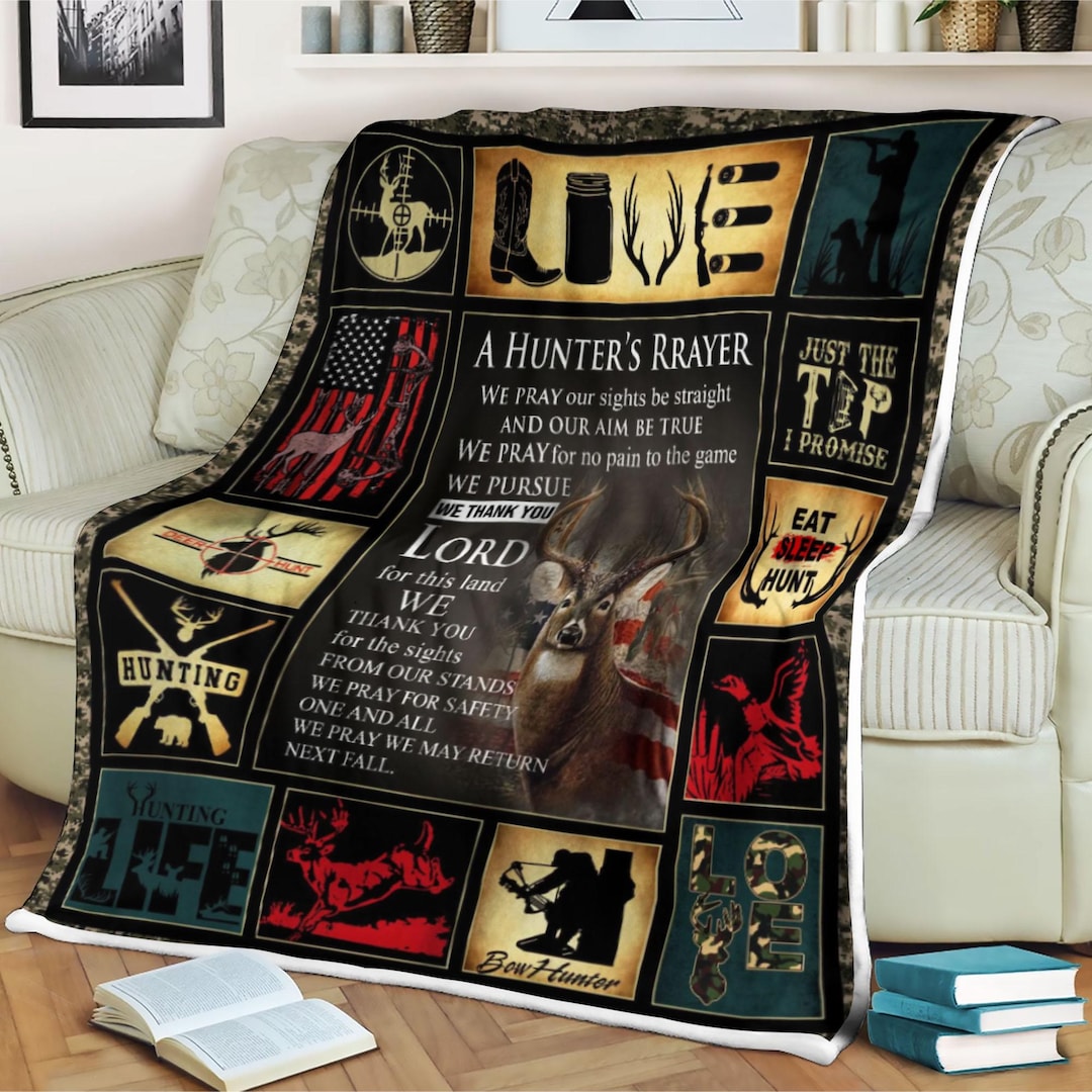 Deer Hunting Sherpa Blanket, Hunting Dad Blanket, Hunting Blanket ...