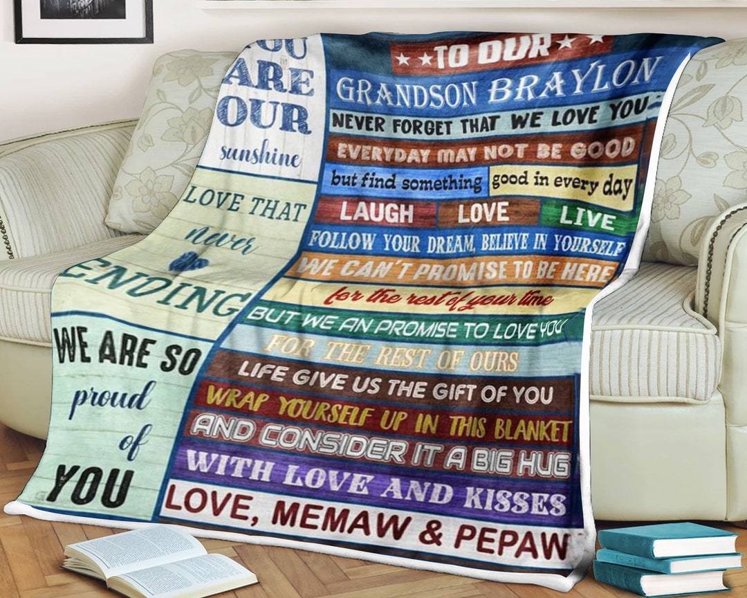 Wooden Background Blanket to Our Grandson Braylon, You Are Our Sunshine ...