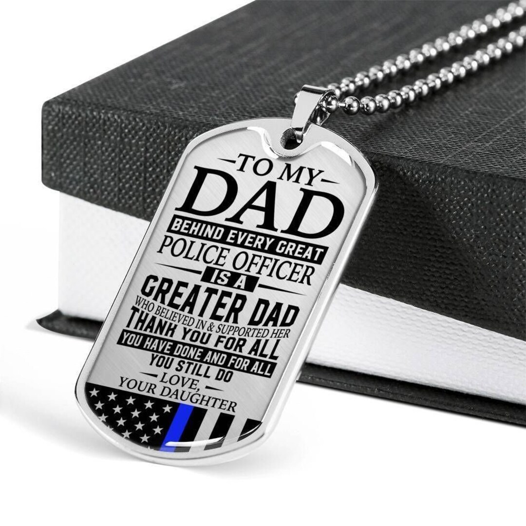 American Flag Dog Tag Necklace, to My Dad, Police Officer, Thank You ...