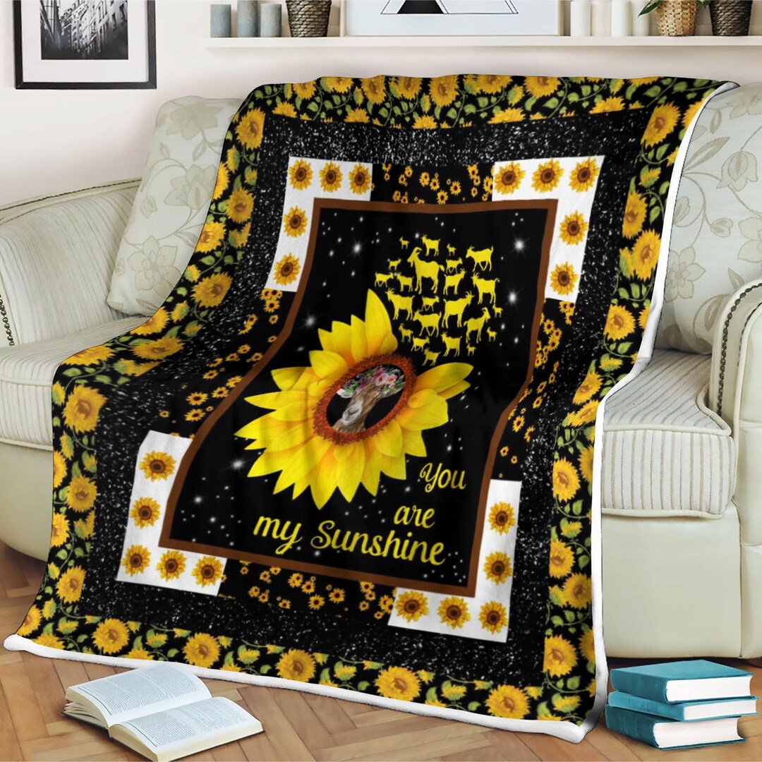 Sunflower Goat Sherpa Blanket, Goat Blanket, Goat Gifts, Couch Blanket ...