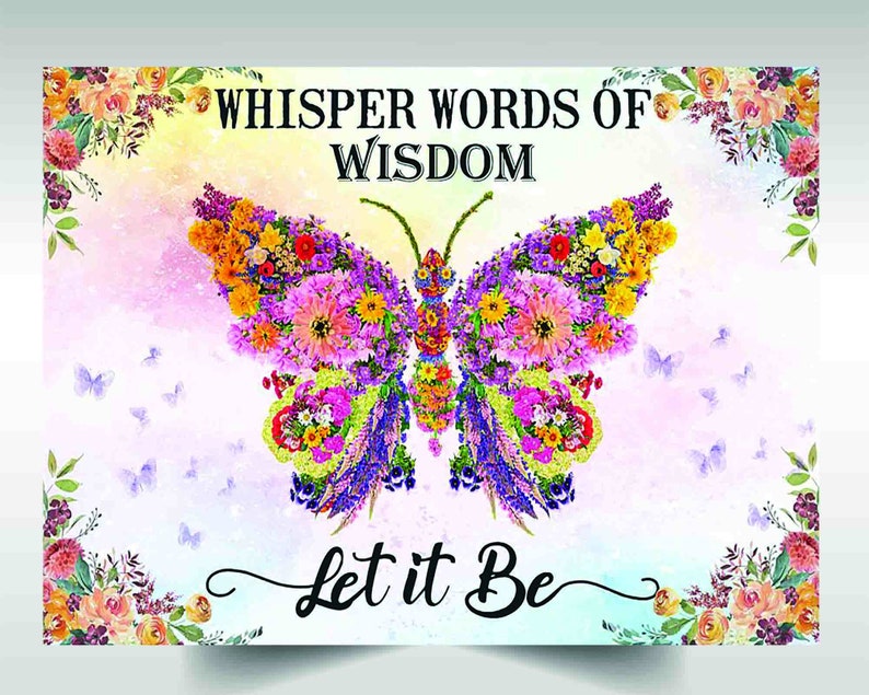 Butterfly Flower Canvas Poster Whisper Words of Wisdom Let It - Etsy