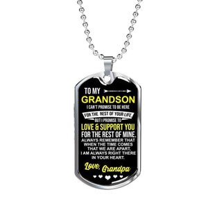 Arrow and Heart on Black Background Dog Tag Necklace to My Grandson ...