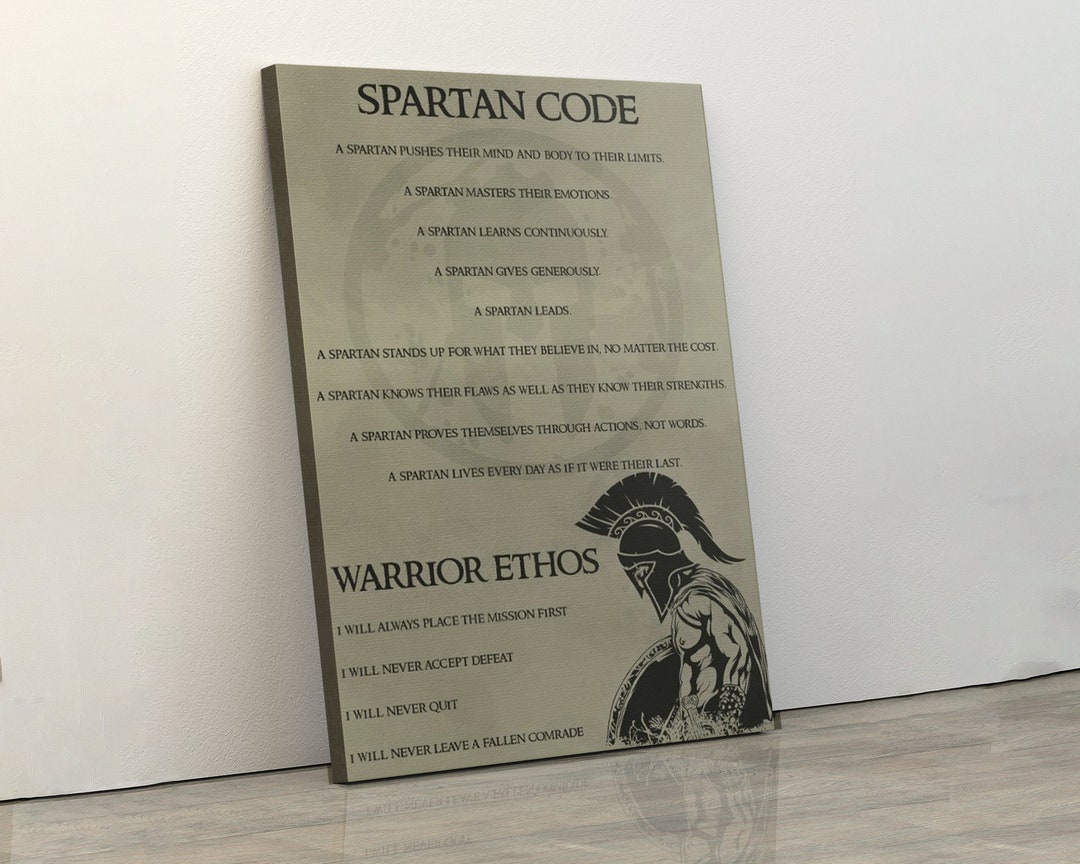 Spartan Poster Warrior Canvas Spartan Code a Spartan Pushes Their Mind Body to Their Limits ...