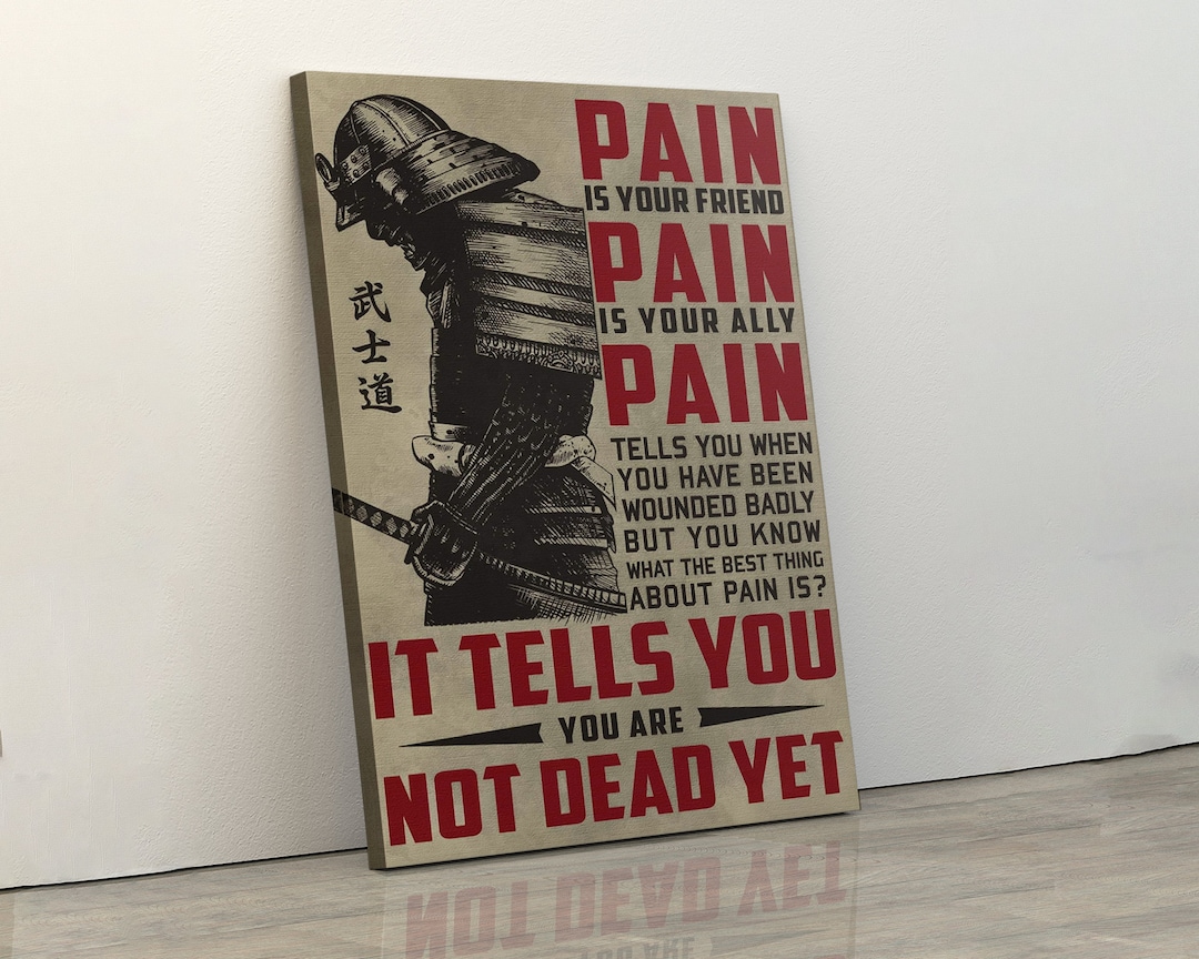Samurai Canvas Poster Pain is Your Friend Pain is Your Ally Pain Tells ...