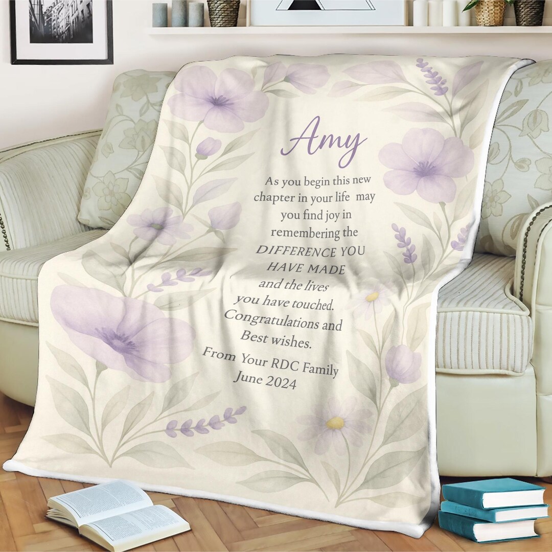 Personalized Retirement Blanket for Women Custom Floral Gift for ...
