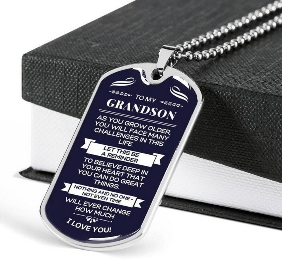 Family Dog Tag Necklace Silver Gold to My Grandson You Can Do Great ...