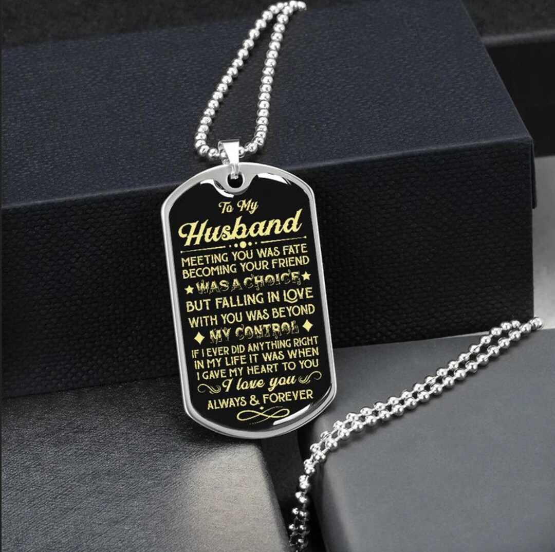 Couples Dog Tag Necklace to My Husband Meeting You Was Fate Becoming ...