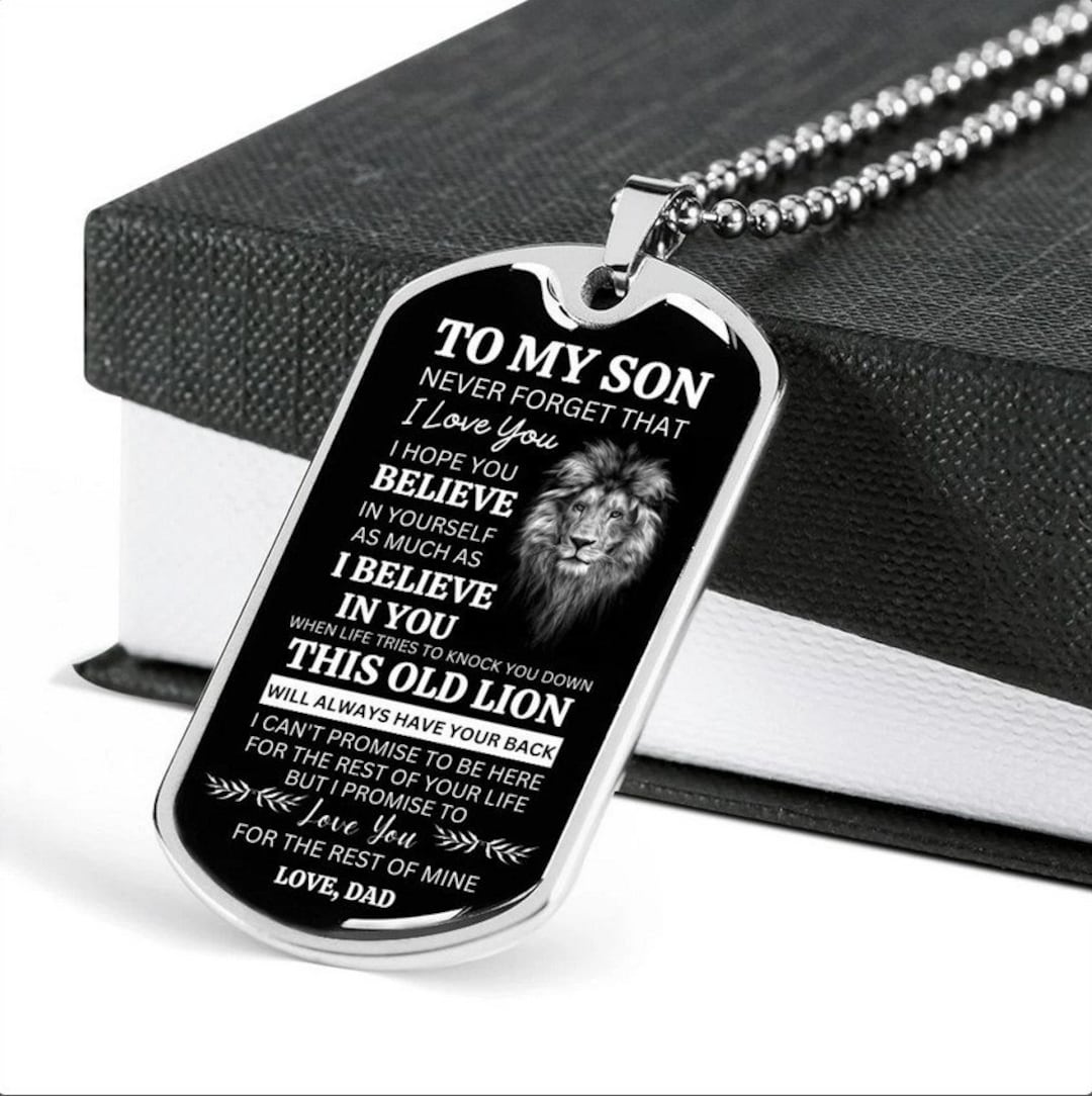 Lion Dog Tag Necklace to My Son Never Forget That I Love You I Hope You ...