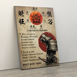 Samurai Canvas Poster 7 Virtues of a Warrior Rectitude Courage 5 Keys ...