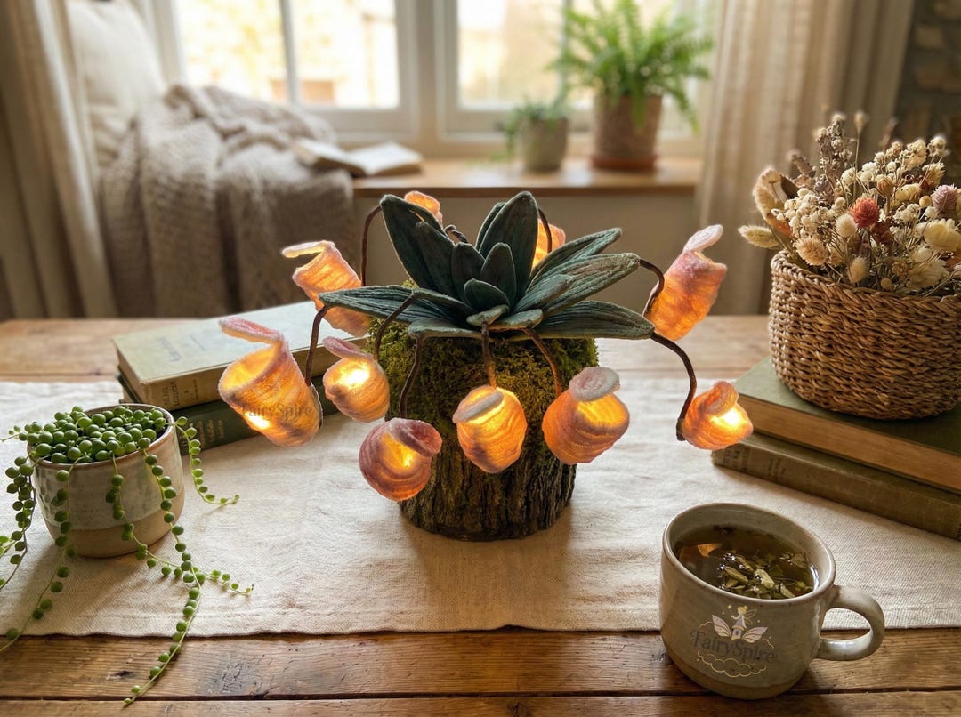 Magical Glowing Pitcher Plant Table Lamp,handmade Nepenthes Night Light ...