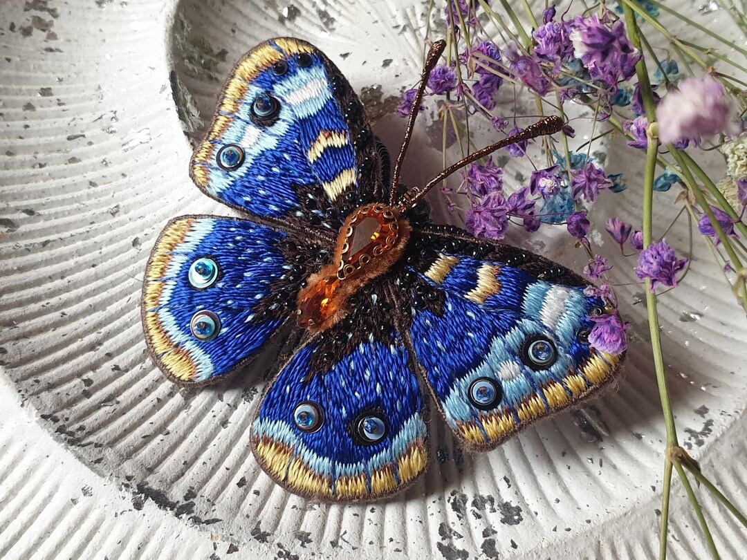 Deep Blue Moth Pin Brooch, Butterfly Birthday Gift Idea for Women, Mom ...
