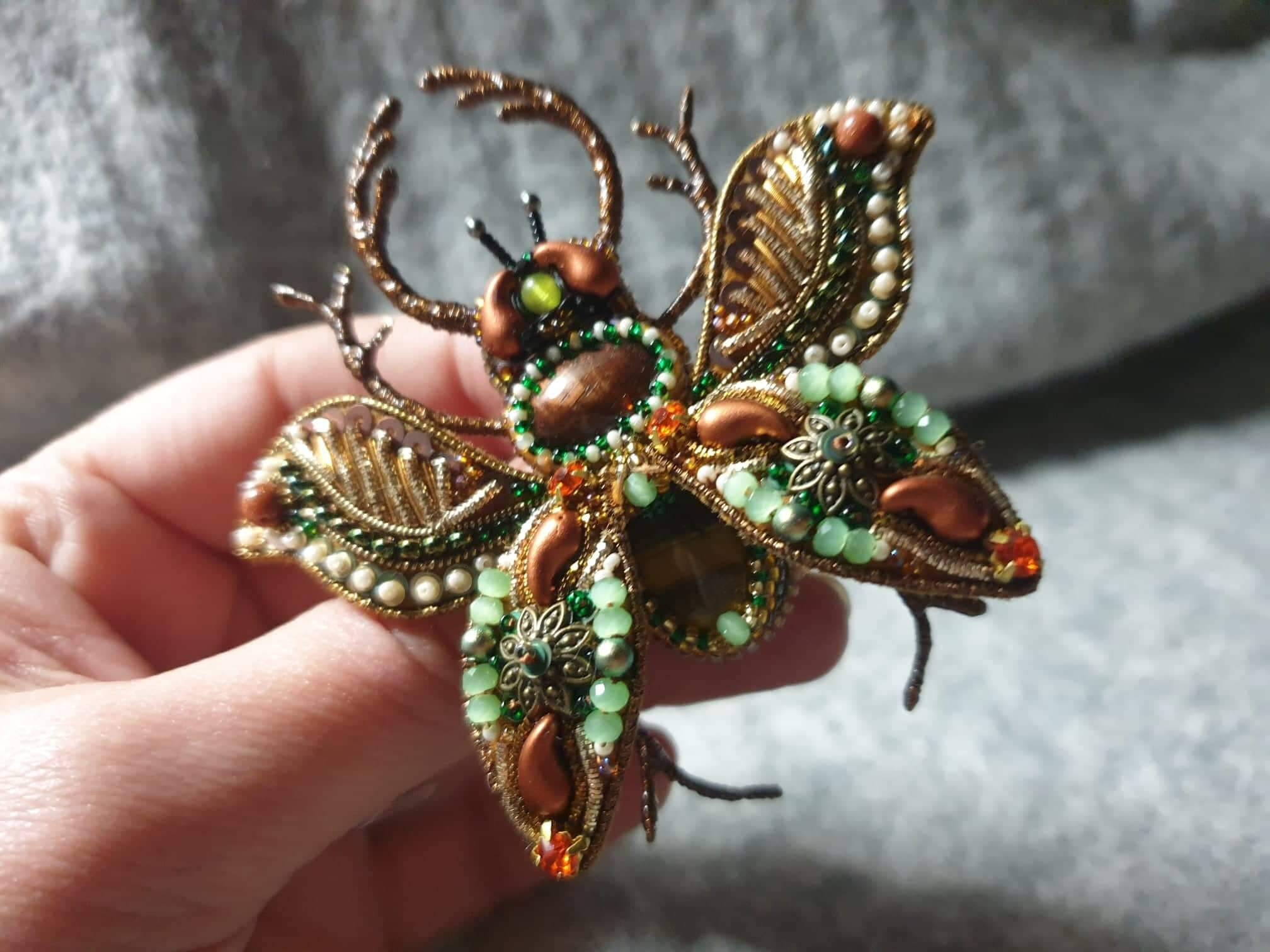 Stag Beetle Bug Brooch, Horned Insect Pin Lapel, Lucanidae Jewelry for ...